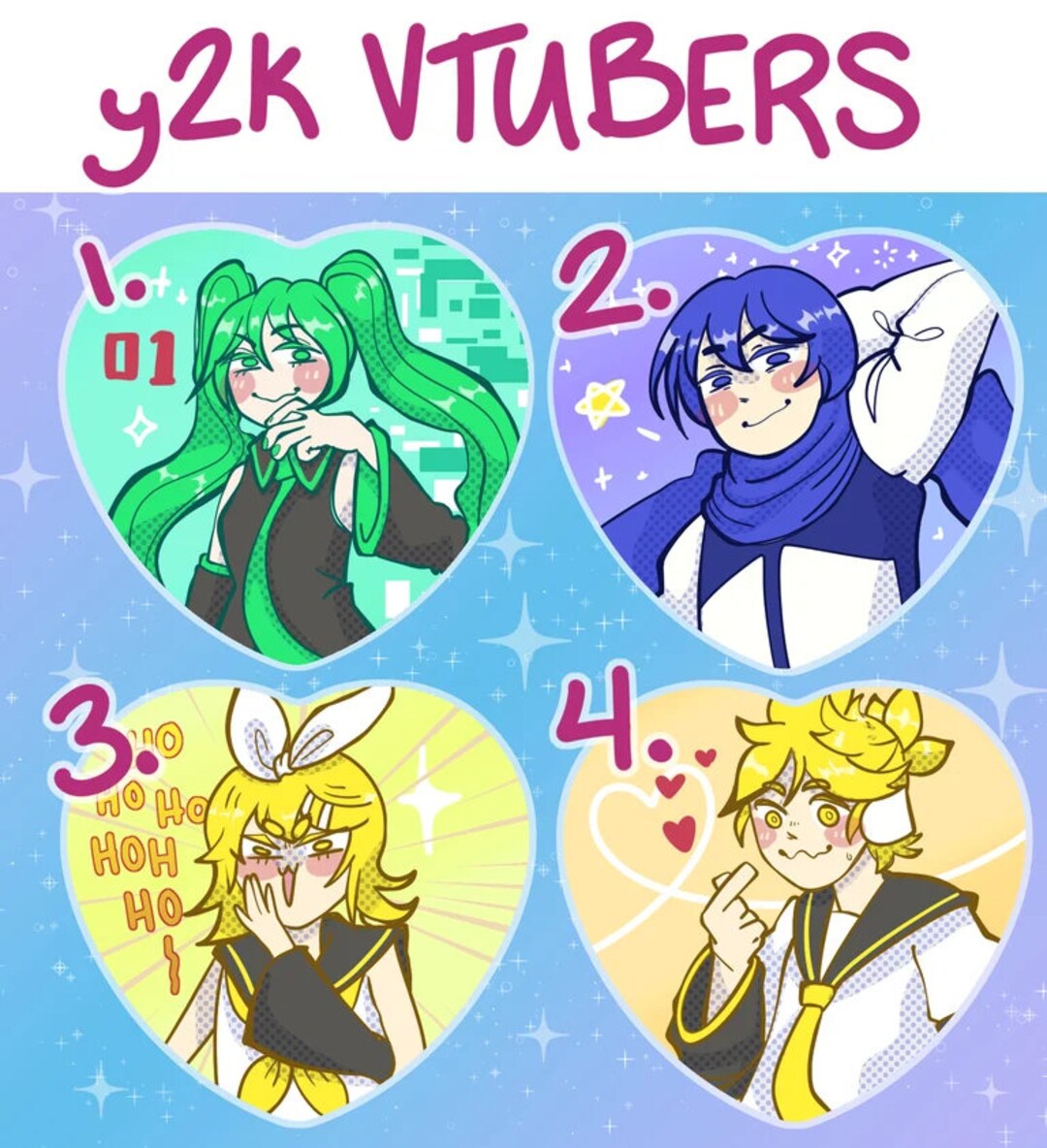 Y2K Vtubers Heart Buttons! - Etsy