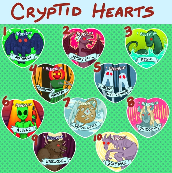 Cryptid Heart Button | Etsy