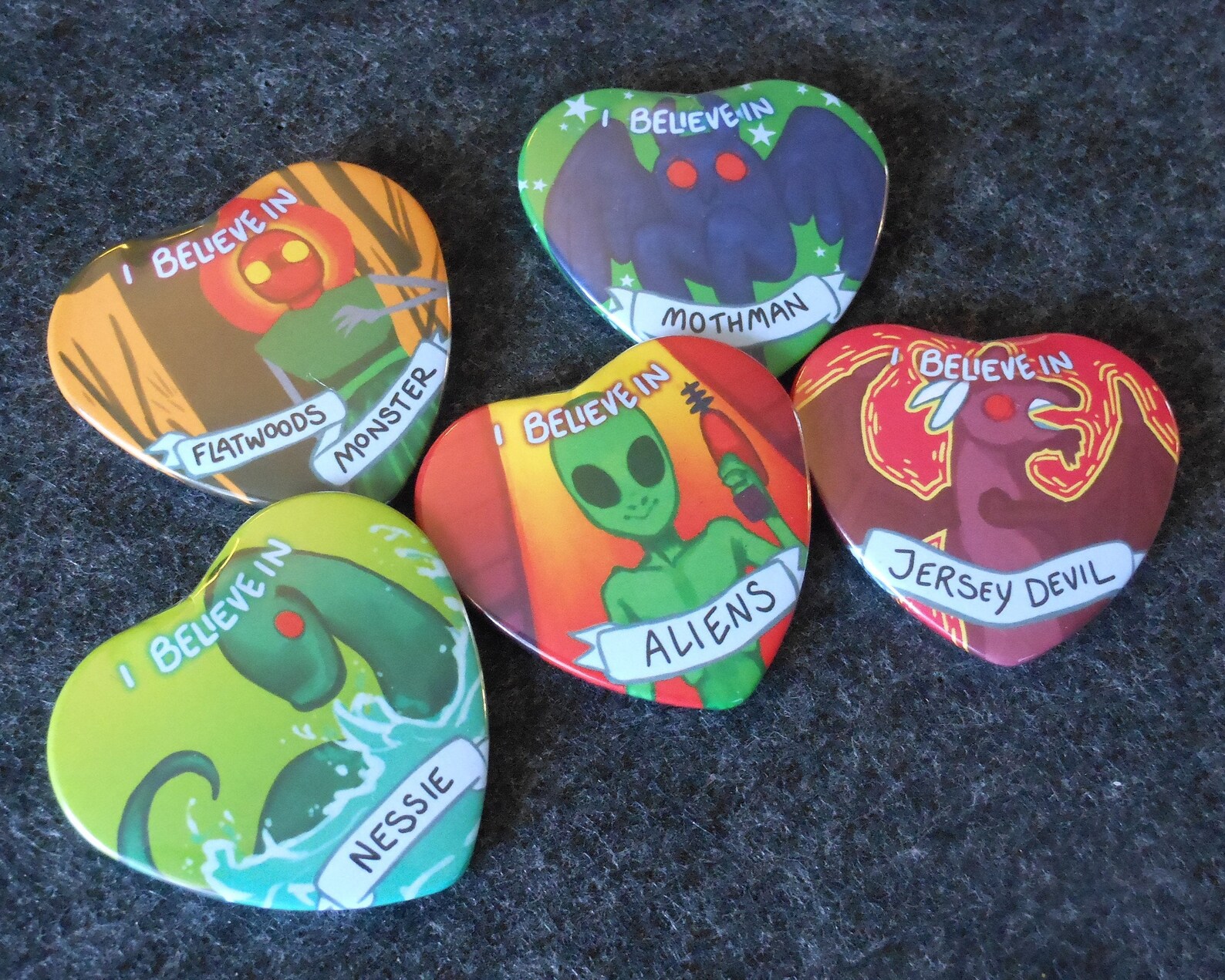Cryptid Heart Button | Etsy
