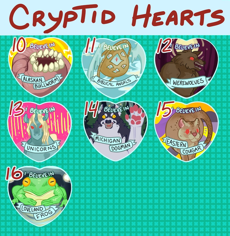 Cryptid Heart Button - Etsy