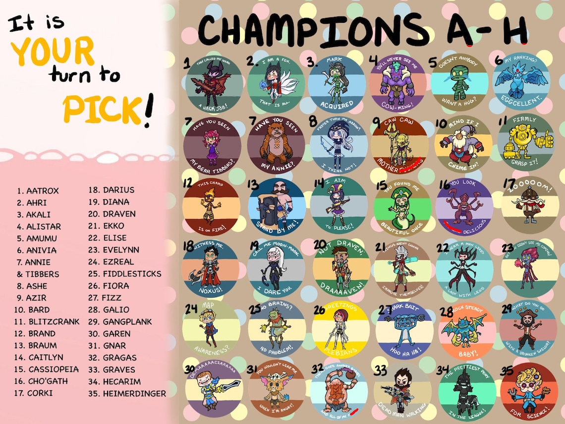 League of Legends Champion Buttons - Etsy