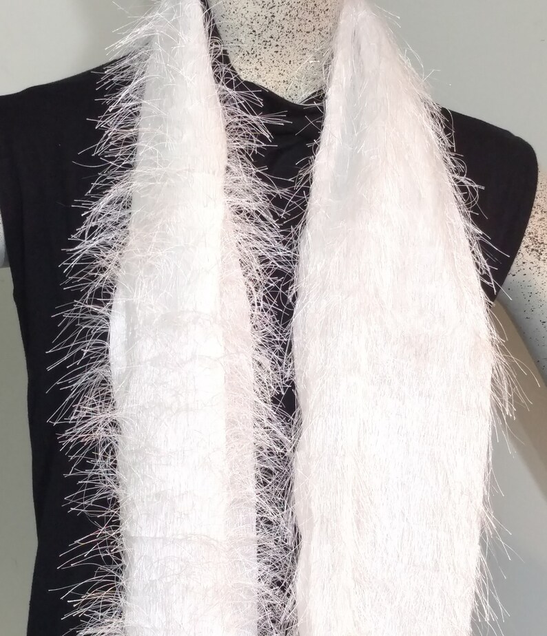 White Fringe Fabric Ladies Infinity Scarf Light to Medium Body - Etsy