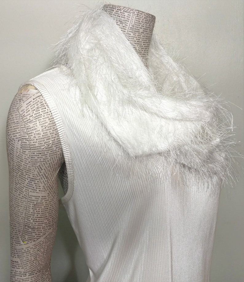 White Fringe Fabric Ladies Infinity Scarf Light to Medium Body - Etsy