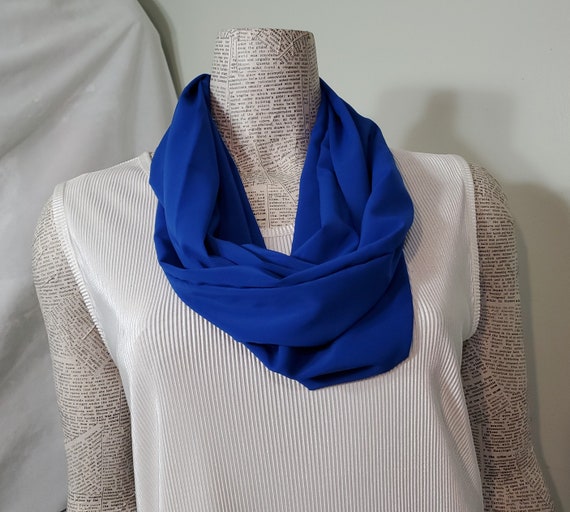 Bold Solid Color Royal Blue Ladies Infinity Scarf. Woven | Etsy
