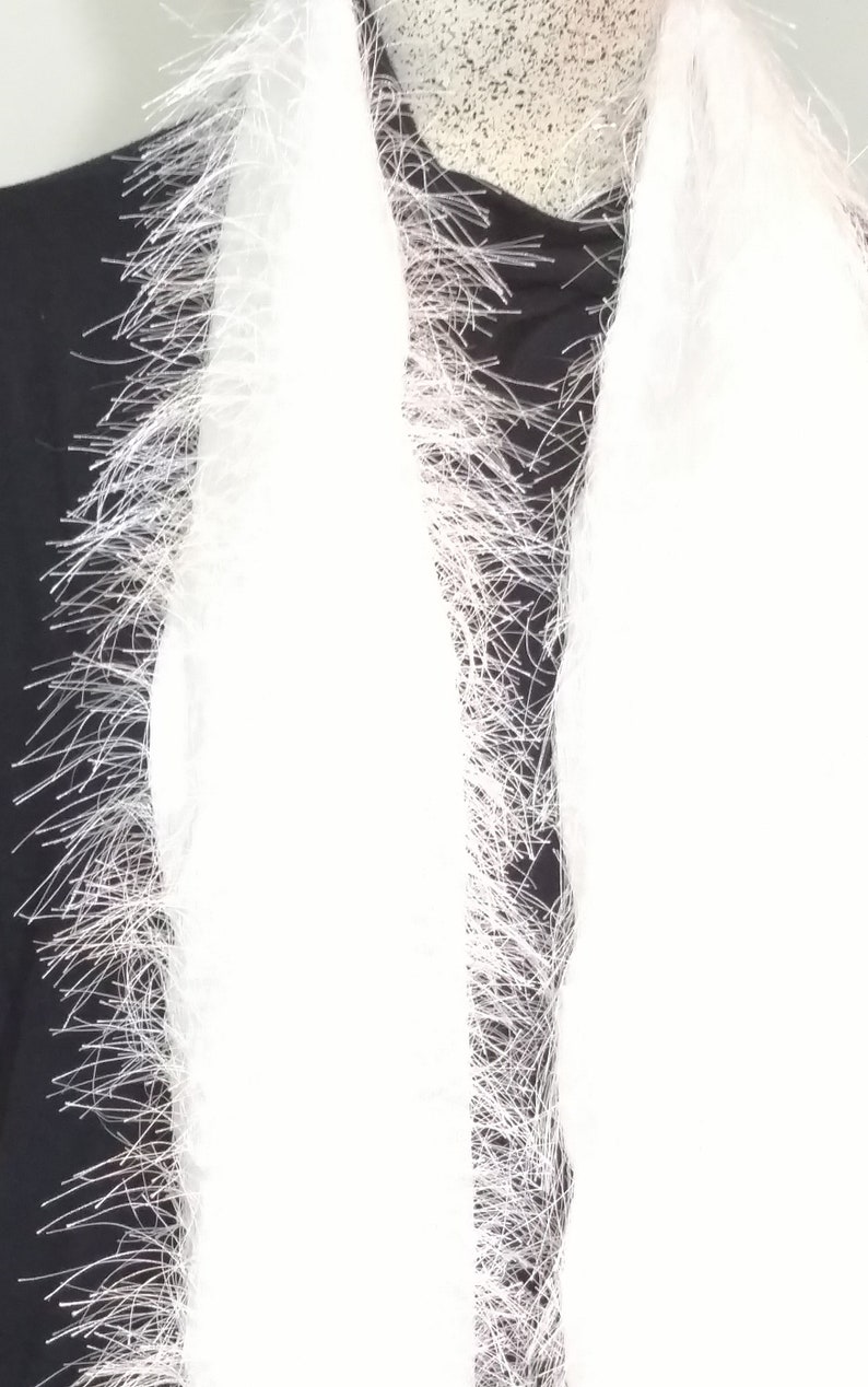 White Fringe Fabric Ladies Infinity Scarf Light to Medium Body - Etsy