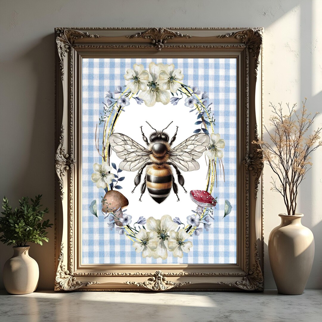 Rustic Bee Print: Cottagecore Wall Art (digital Download, 5 Sizes ...