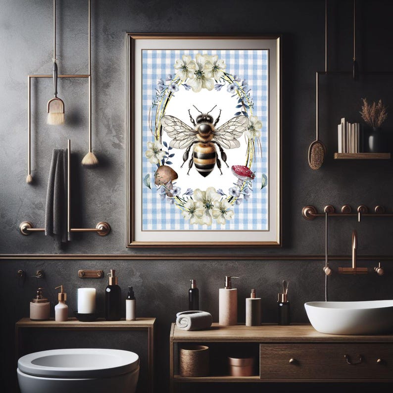 Rustic Bee Print: Cottagecore Wall Art (digital Download, 5 Sizes ...