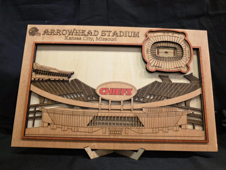 Laser Cut Chiefs Stadium Wood Art With Display Stand - Etsy