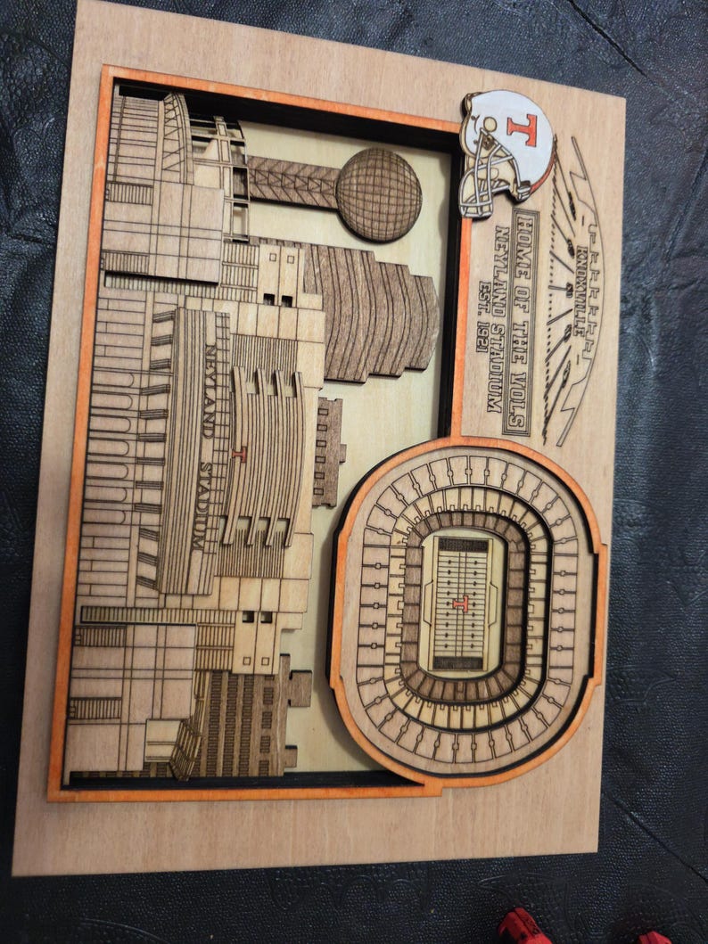 Laser Cut TN Stadium Wood Art With Display Stand - Etsy