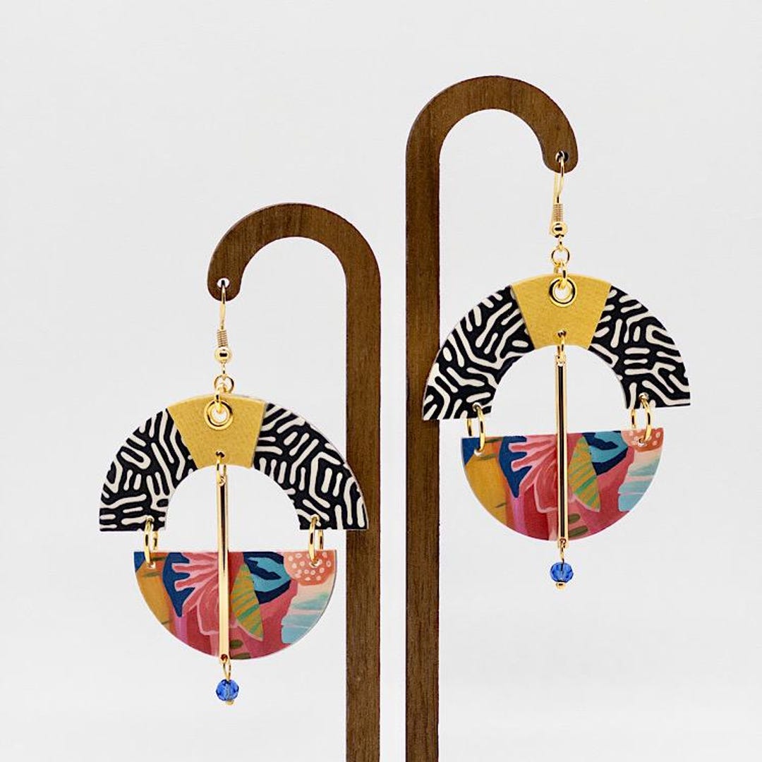 Colorful Statement Earrings for Women, Lightweight Geometric Dangle ...