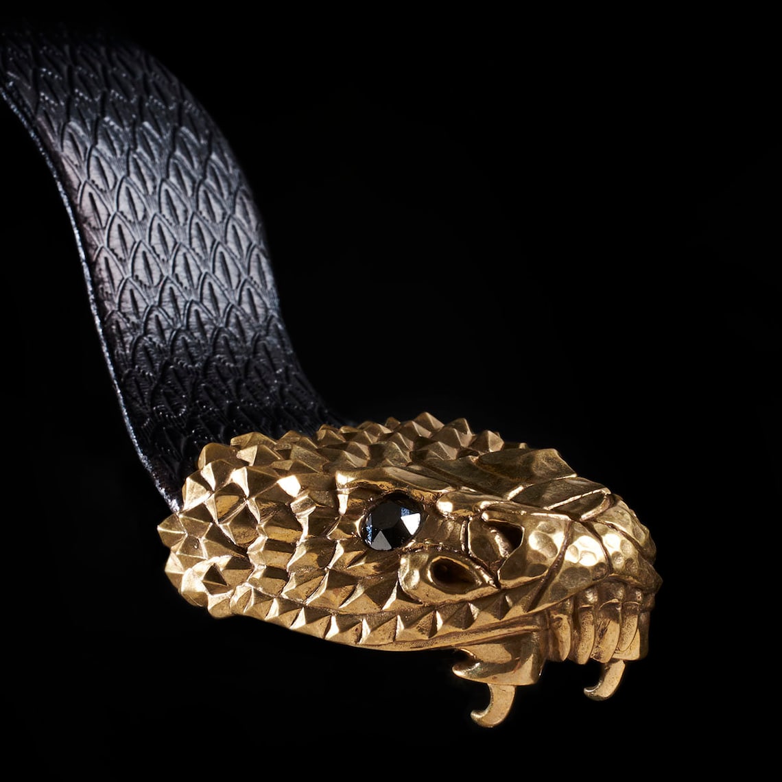 RATTLE-SNAKE belt Brass-black .large Snake Belt. Handmade.beltbuckle ...