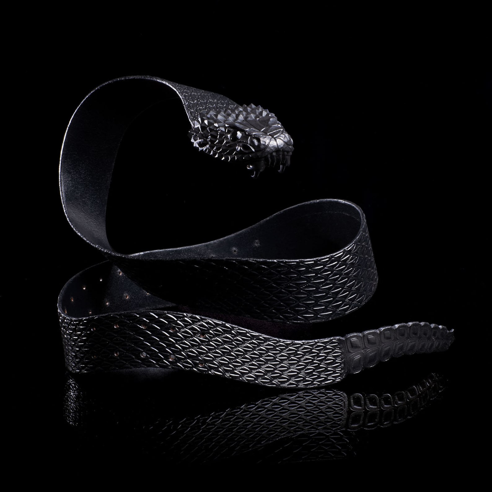 RATTLE-SNAKE Belt Black .large Snake Belt. Crowley. Good Omens. David ...