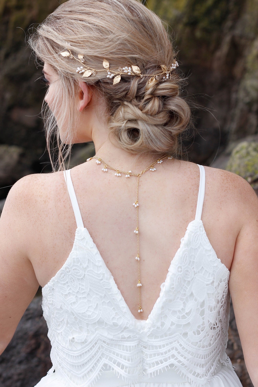 Bridal Back Necklace, Bridal Back Drop Necklace, Backdrop, Pearl Bridal ...