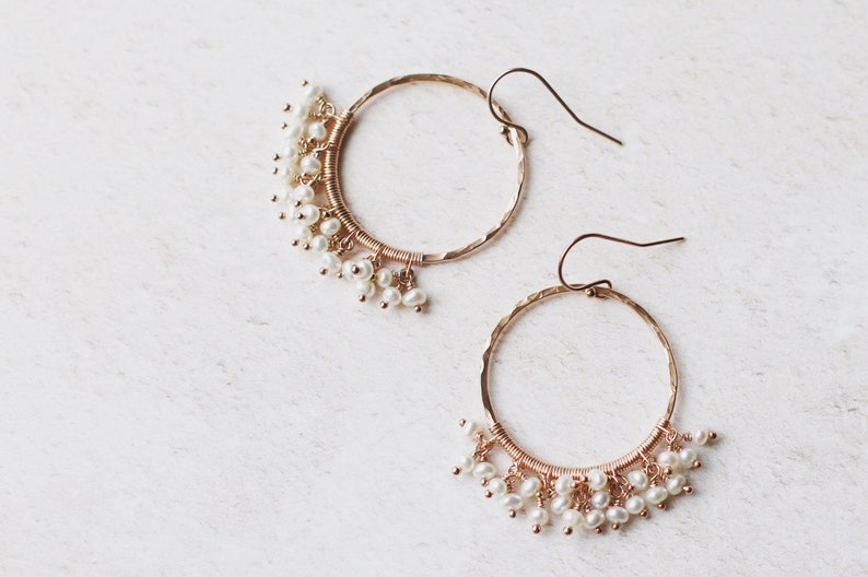 Boho bridal earrings gold hoop earrings pearl earrings boho | Etsy