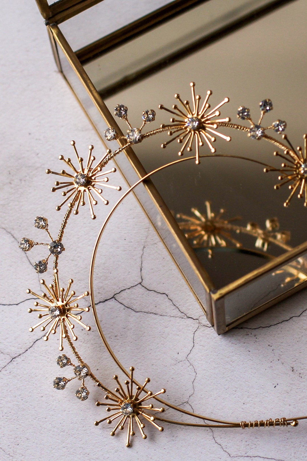 CELESTE // Gold Star Halo Headpiece, Bridal Star Crown, Celestial ...