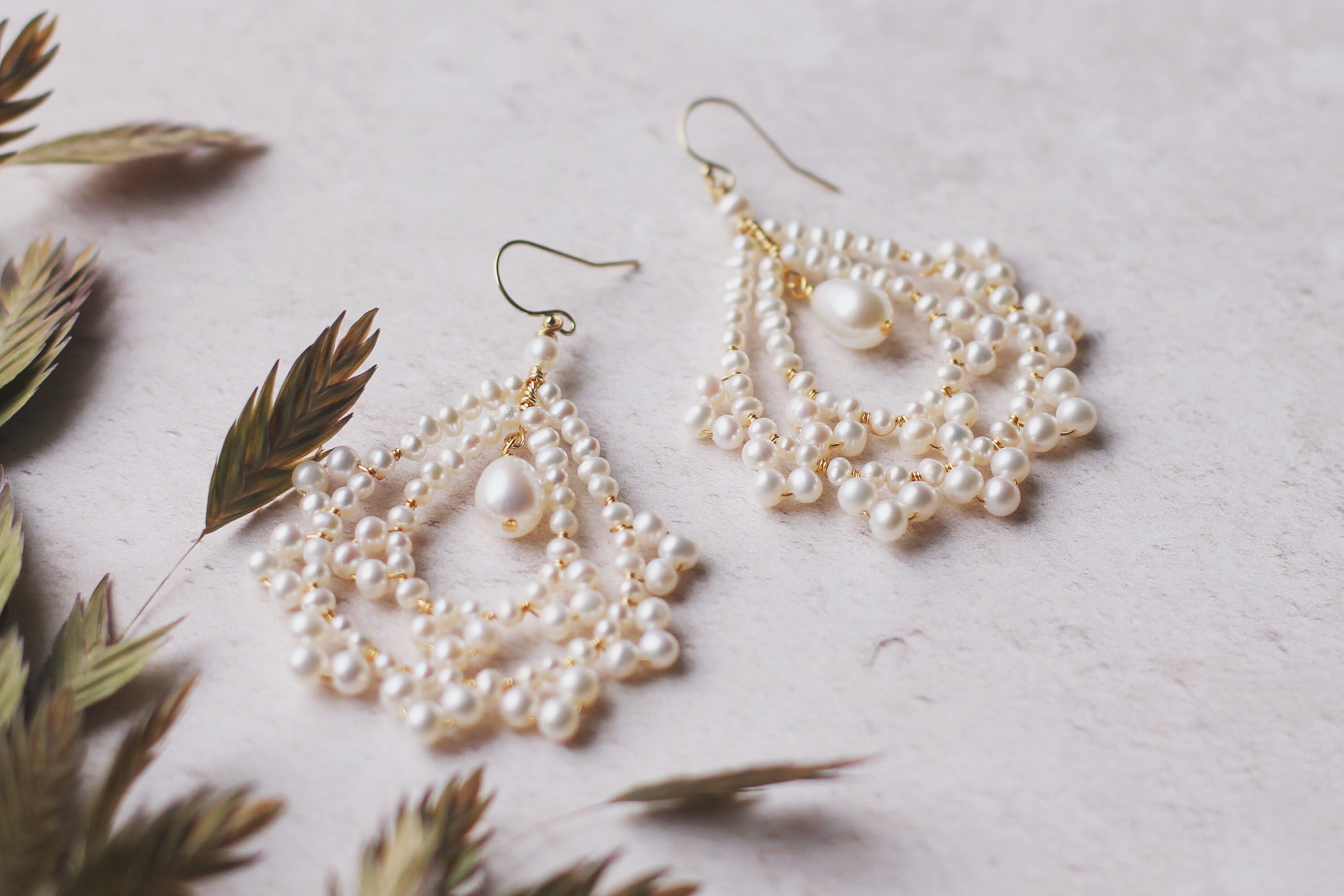 Boho Bridal Earrings Boho Pearl Earrings Boho Wedding | Etsy