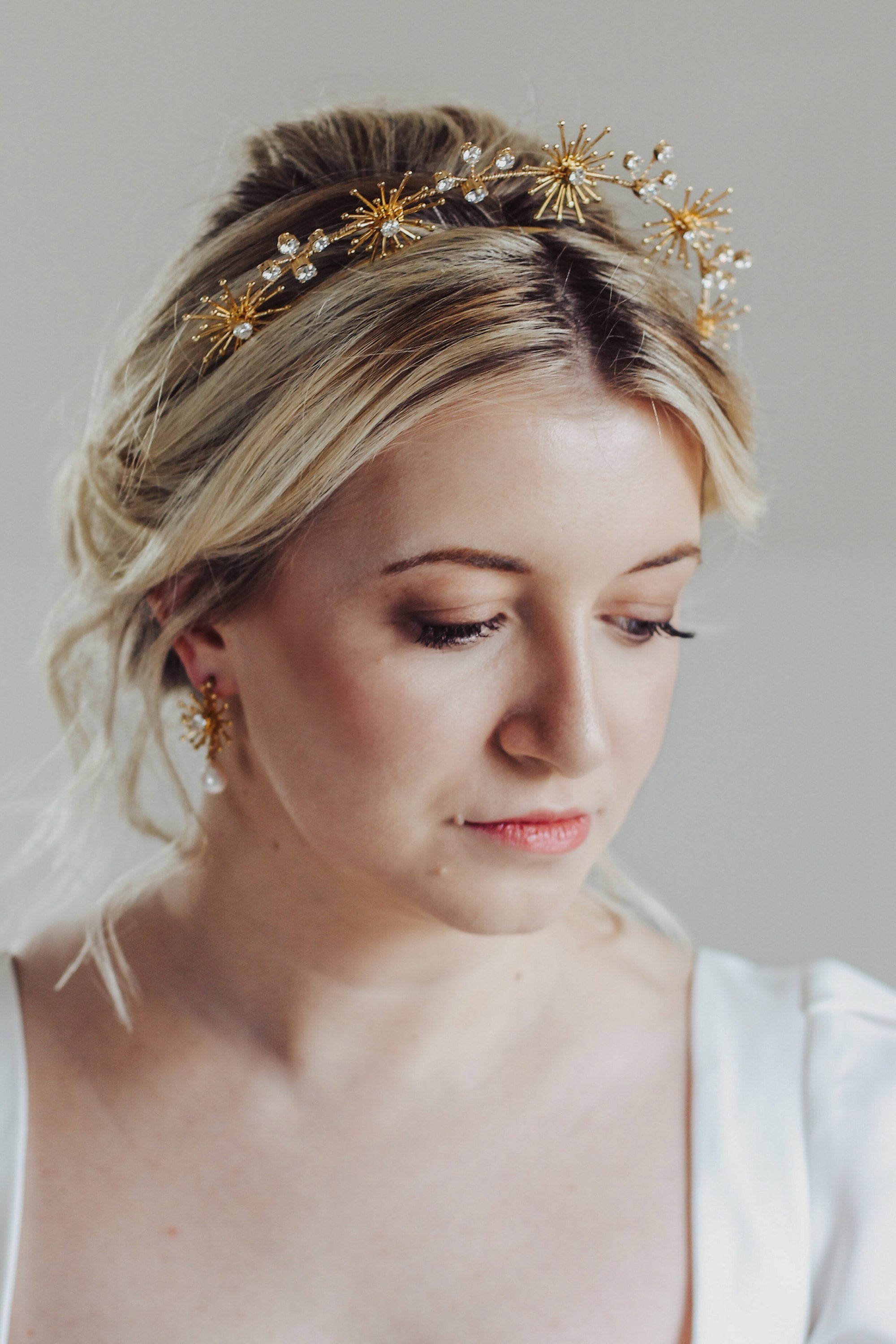 Gold Star Bridal Headpiece: Celestial Crystal Wedding Crown - Etsy