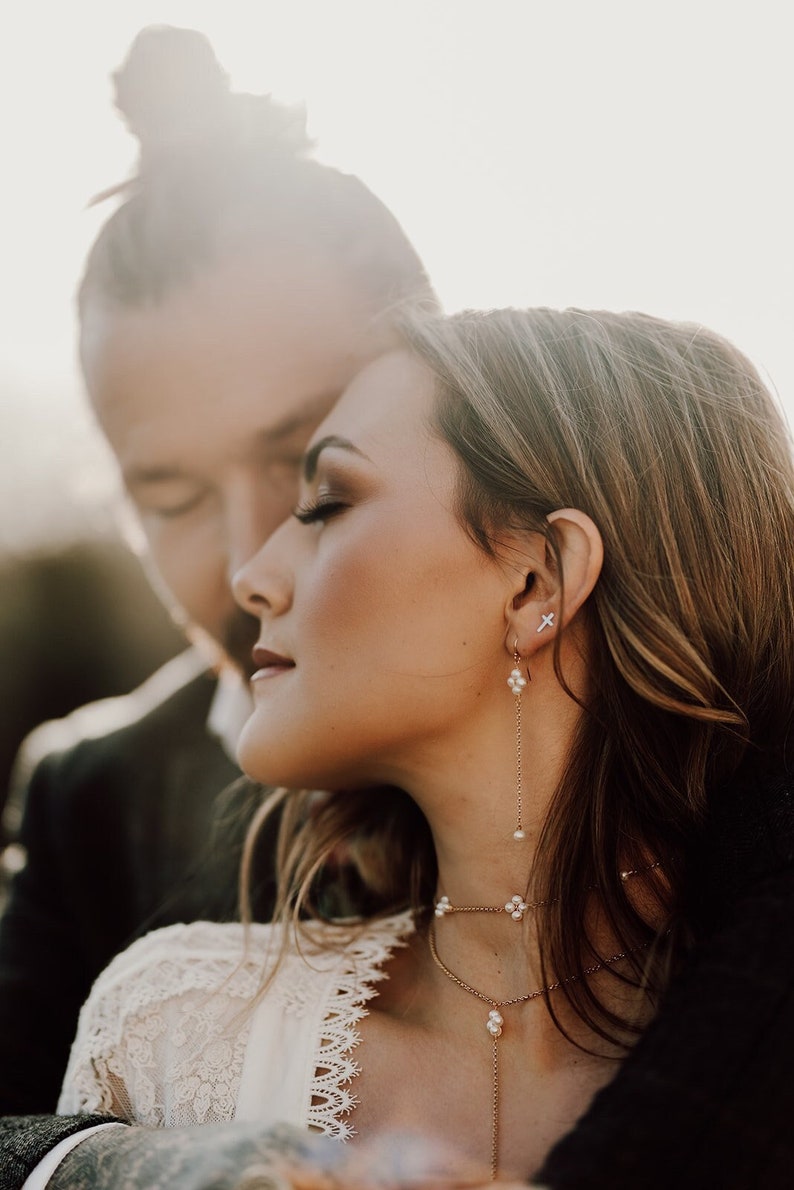 Boho Bridal Earrings Simple Bridal Earrings Boho Pearl - Etsy