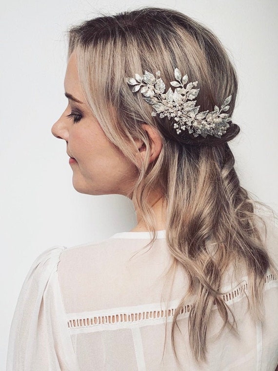 Bridal Hair Comb Silver Leaf Vine Bridal Hair Vine Leaf Branch Hair Piece Bridal Headpiece Pearl Hair Vine Bridal Wreath Leaf Comb Etsy UK