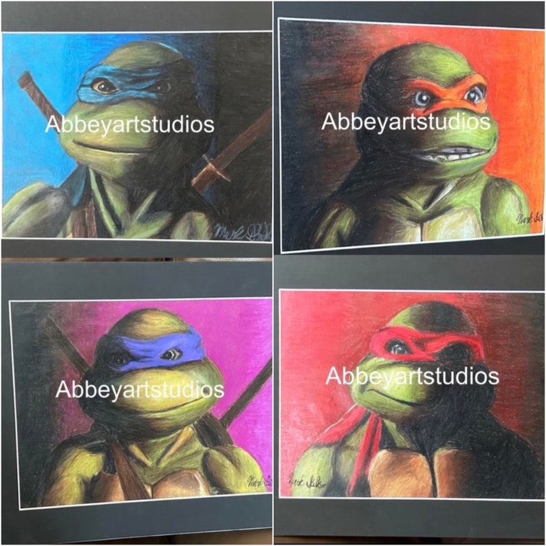 Teenage Mutant Ninja Turtles Original Colored Pencil Drawing Set - Etsy