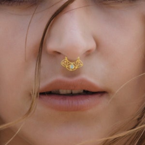 Septum Piercing, 14K Gold Septum, Solid Gold Septum Ring, Indian Septum ...