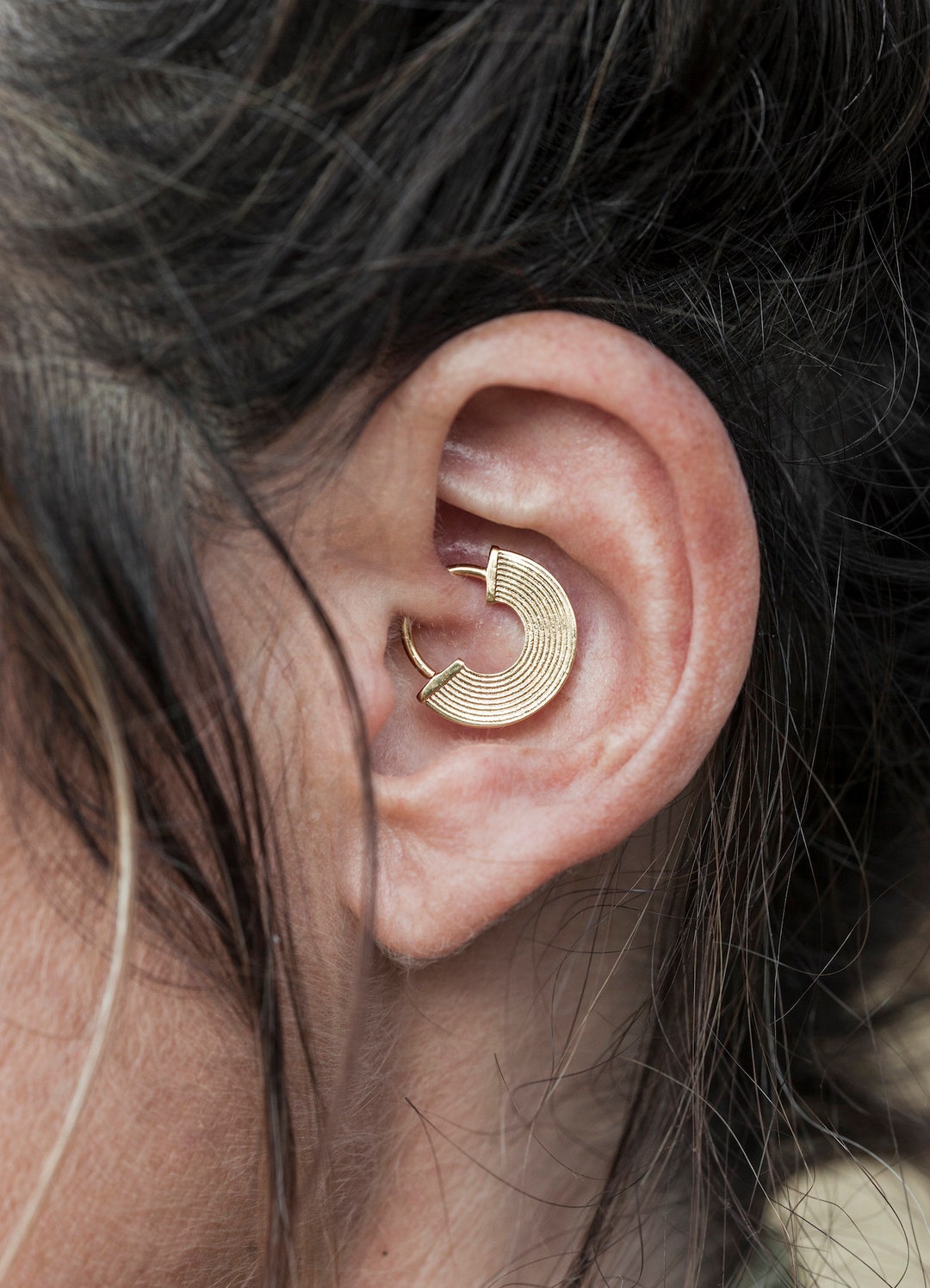 Gold Plated Daith Earring, Daith Piercing, Gold Daith Jewelry, Rook ...