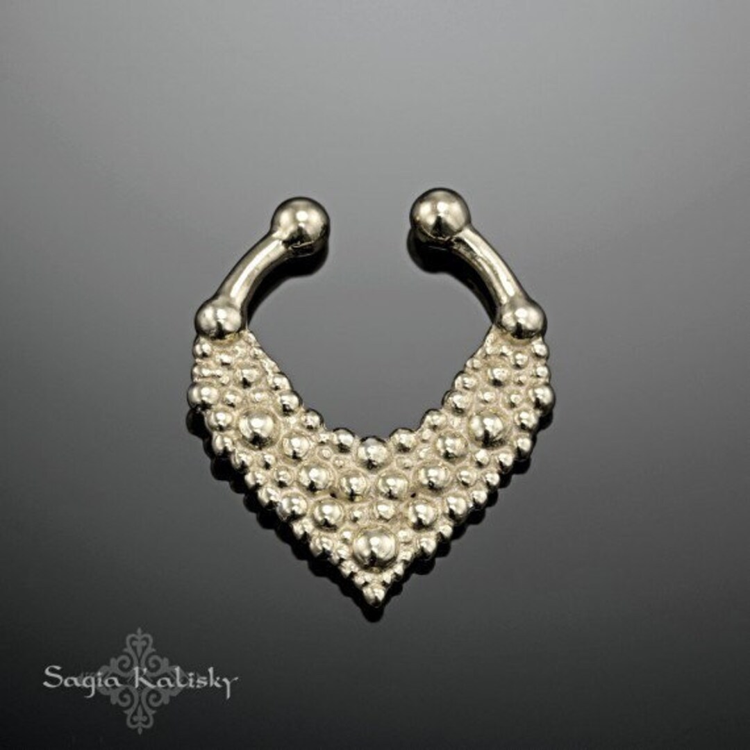 Fake Septum Ring, Silver Septum Ring, Septum Clip On, Faux Piercing ...