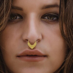 Solid Gold Septum Ring Septum Piercing 14K Septum Ring | Etsy