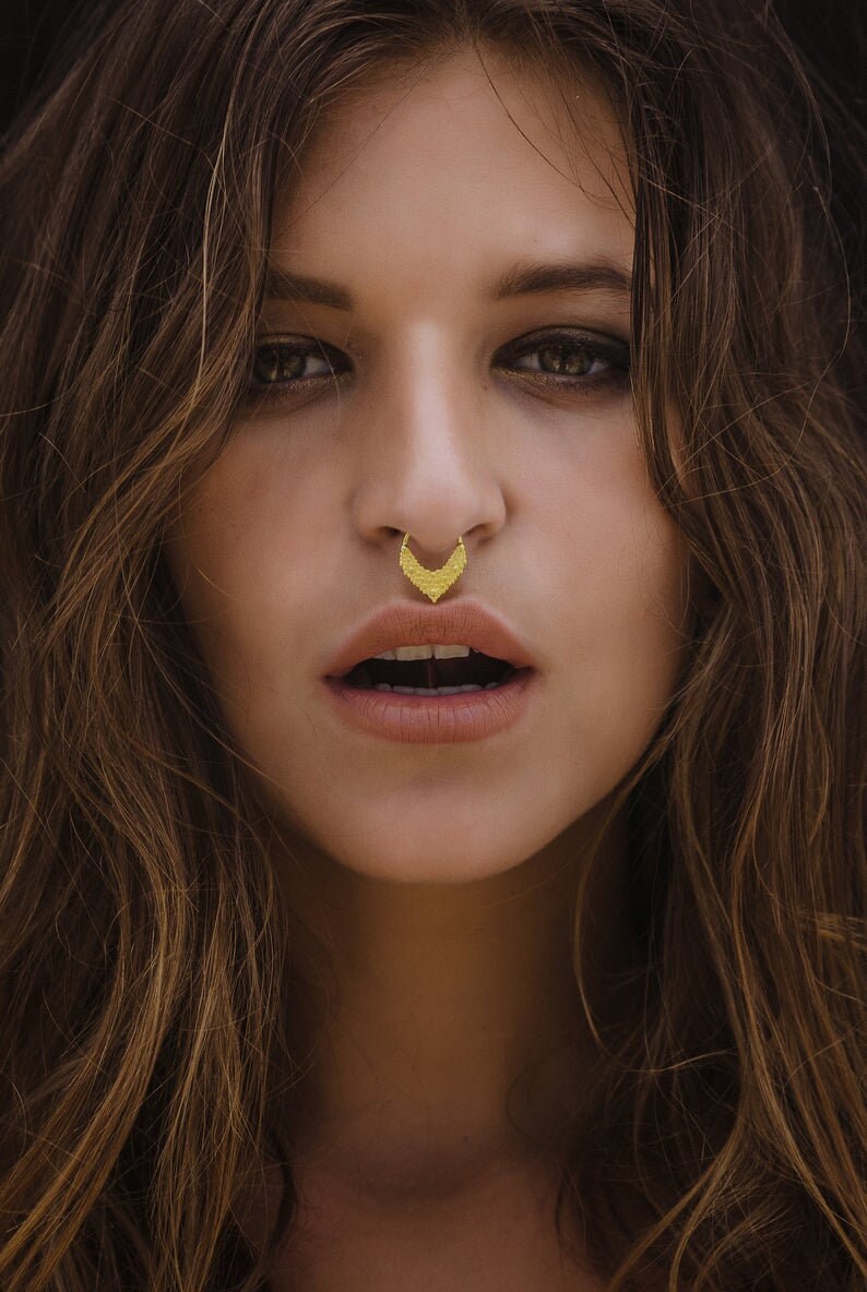 Solid Gold Septum Ring Septum Piercing 14K Septum Ring | Etsy