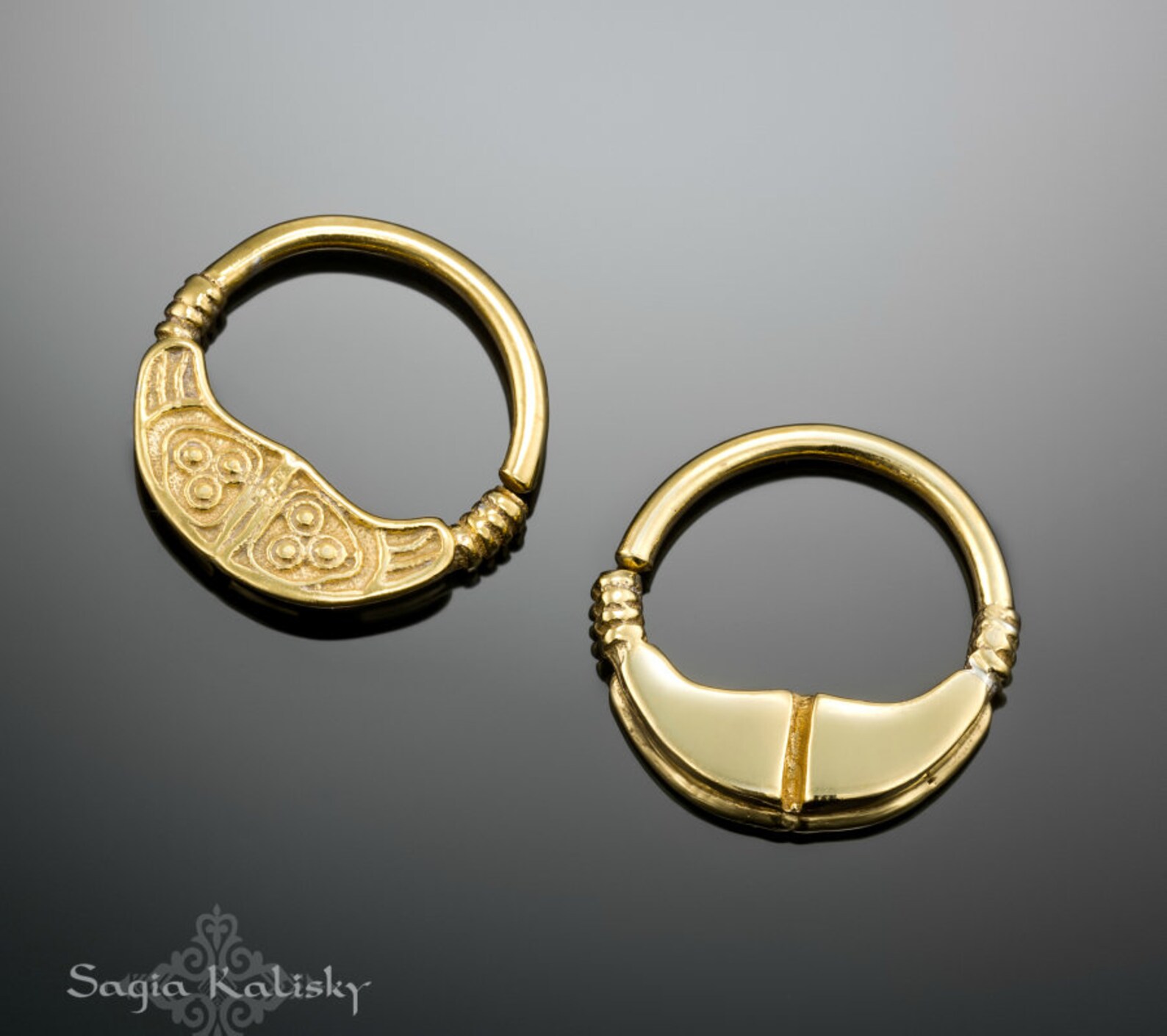 Gold Septum Ring, Tribal Septum Ring, Septum Jewelry 16g/18g, Indian ...
