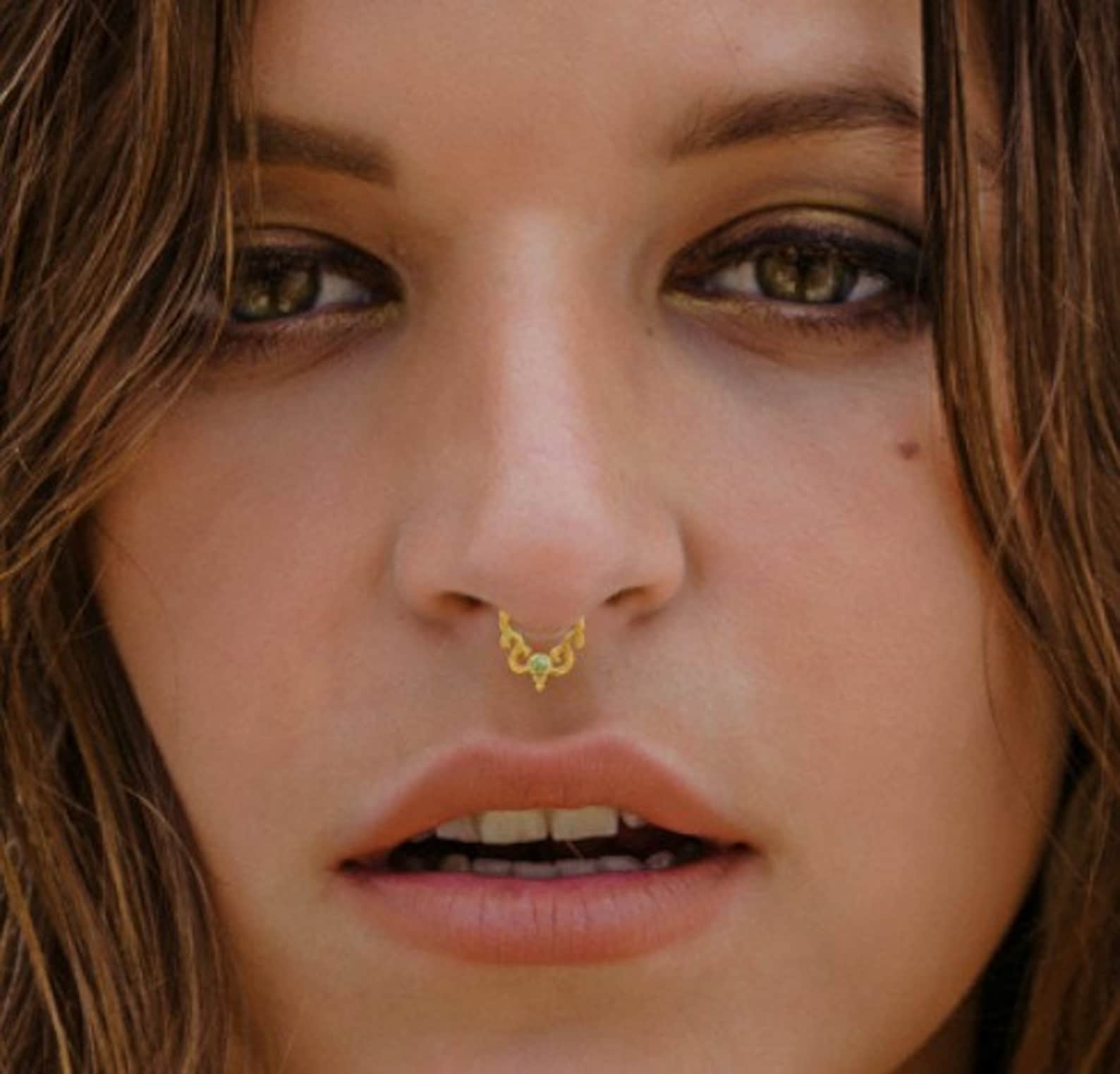 Septum Piercing, 14K Gold Septum, Solid Gold Septum Ring, Indian Septum ...