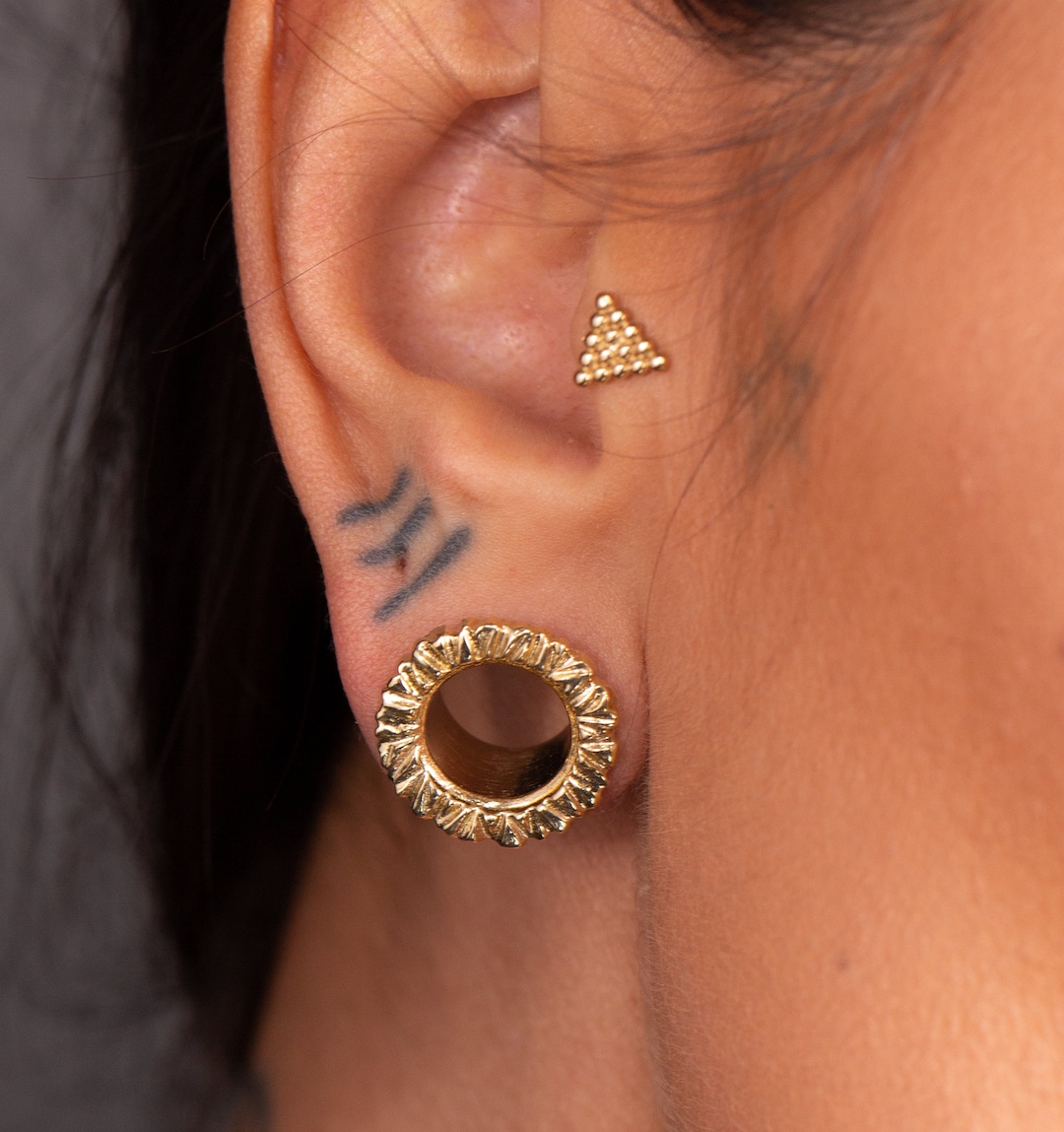 Round Brass Ear Plugs, Brass Ear Tunnels, Ear Gauges, 6-14mm Ear Plugs ...