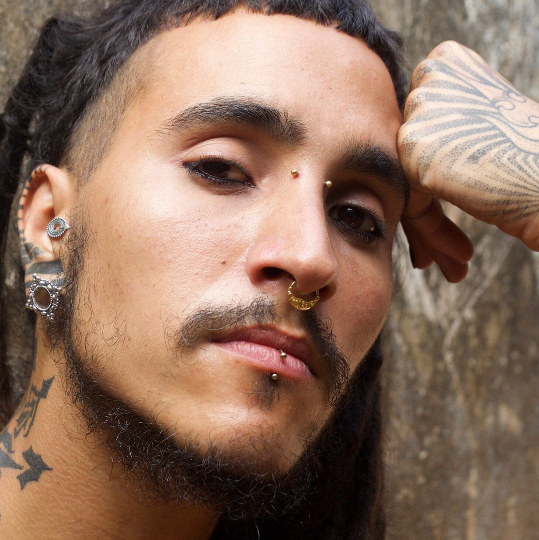 Gold Septum Ring, Tribal Septum Ring, Septum Jewelry 16g/18g, Indian ...