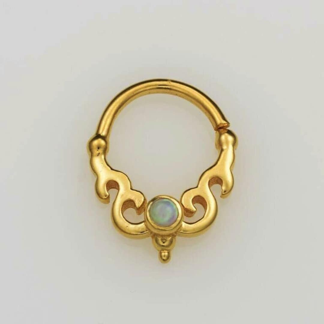 Septum Piercing, 14K Gold Septum, Solid Gold Septum Ring, Indian Septum ...