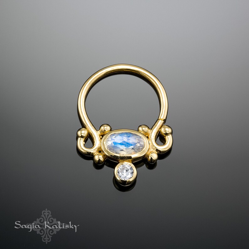 Silver Septum for Pierced Nose With Garnet Stone Septum | Etsy