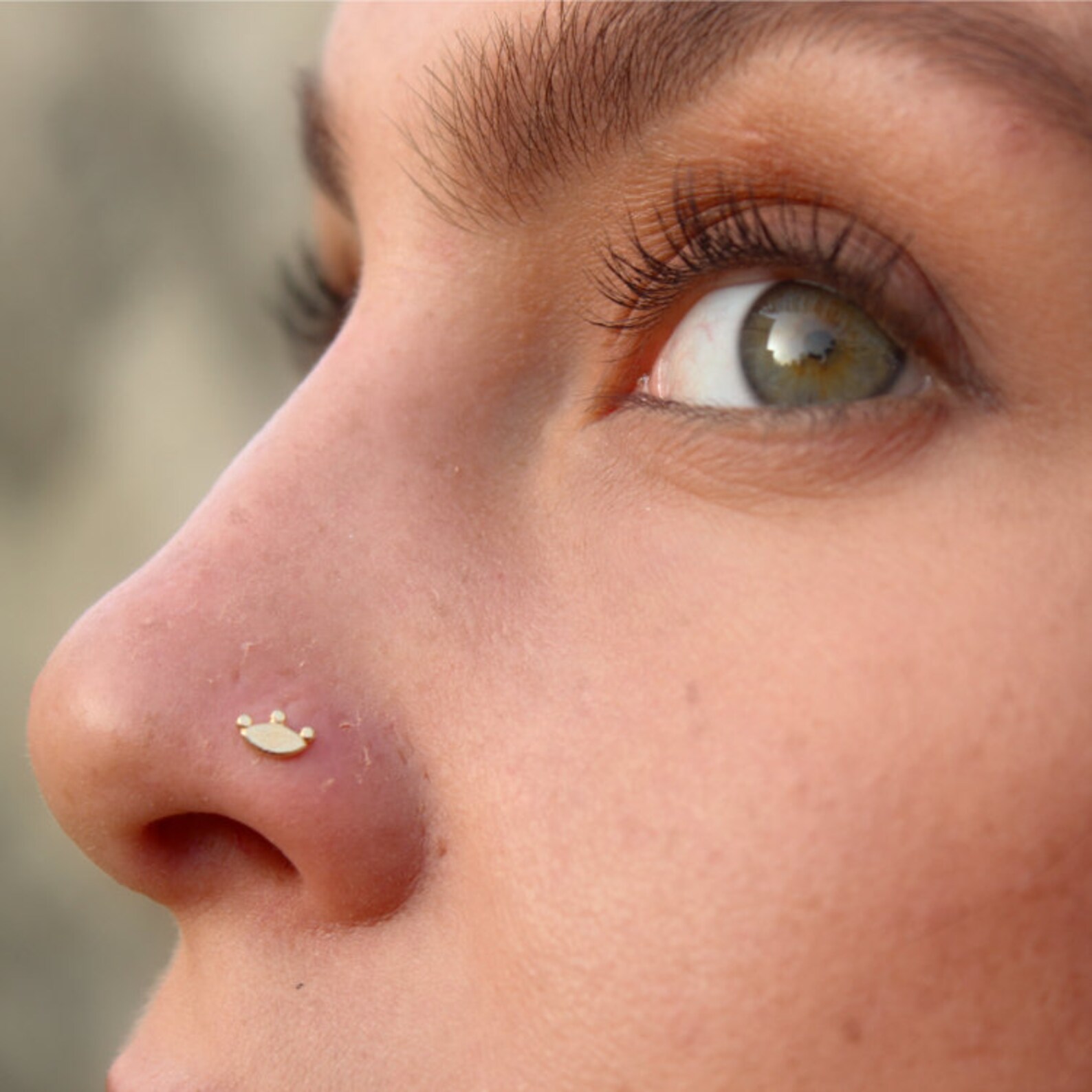 14k Gold Eye Nose Stud, Indian Nose Stud, 22g Nose Stud, 20g Nose Stud ...