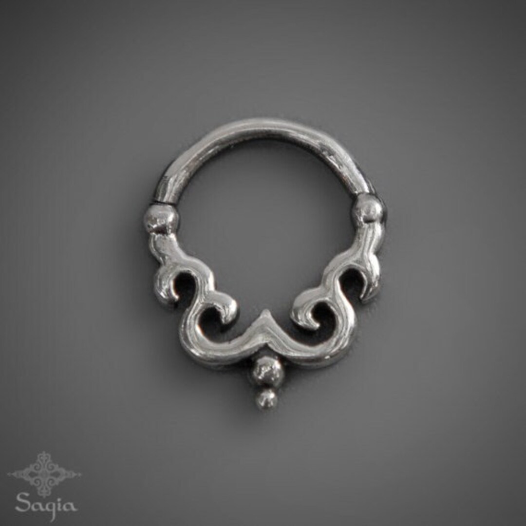 Silver Septum Ring for Pierced Nose Tribal Septum Nose Ring, Sterling ...