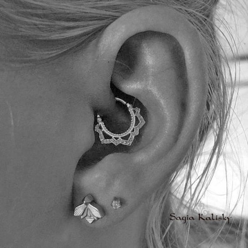 Lotus Piercing Daith Jewelry Cartilage Earring Rook - Etsy