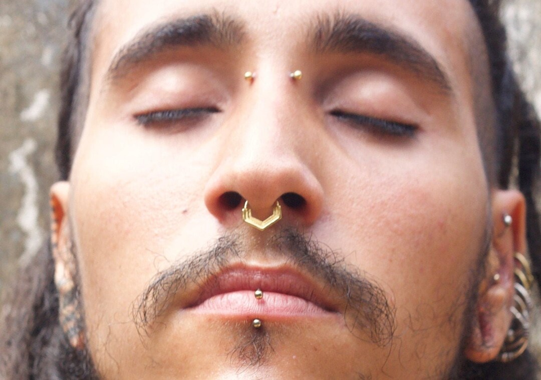 14k Solid Gold Septum Ring Gold Piercings for Men 16g Septum - Etsy