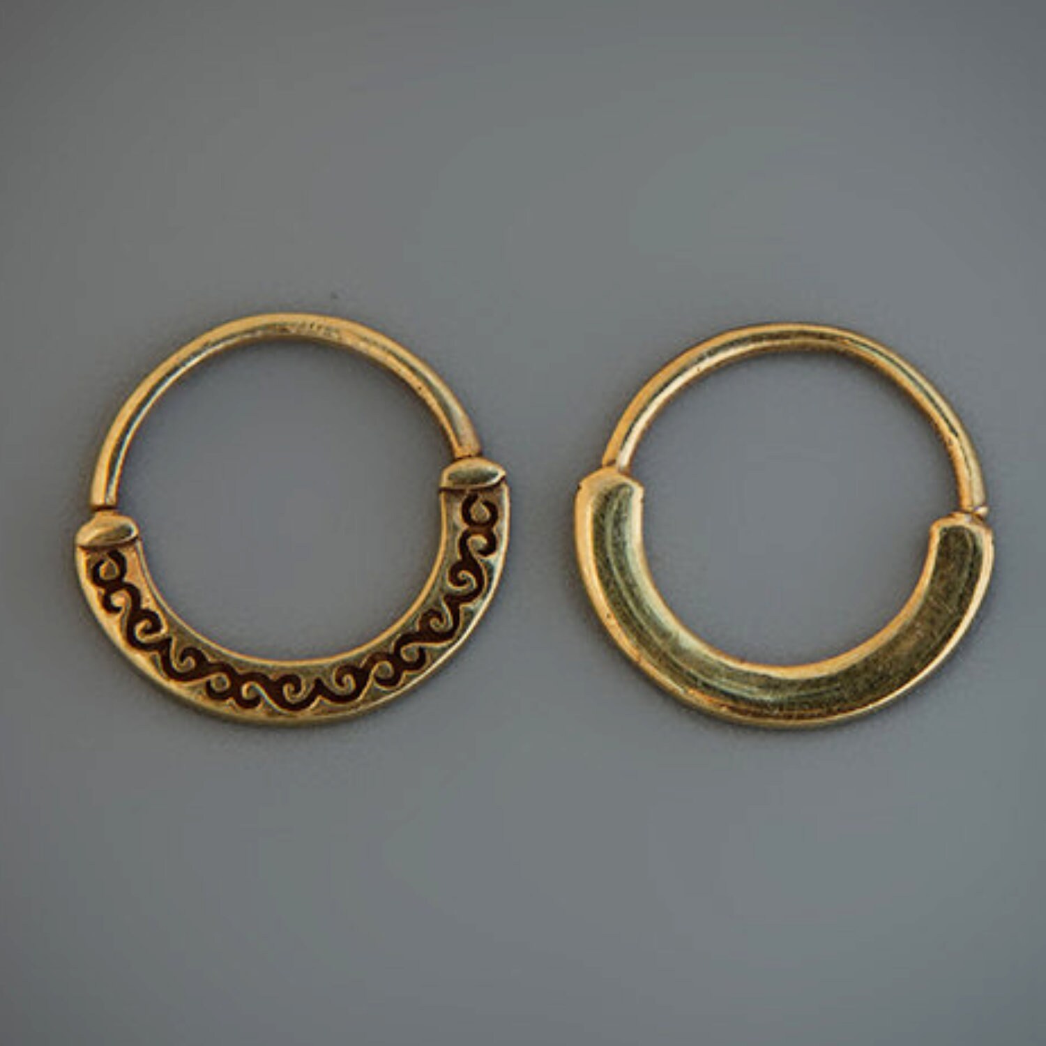 Gold Septum Ring, Gold Nose Septum Jewelry, Tribal Septum Piercing ...