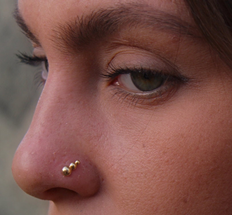 3 Dot Nose Stud Gold Nose Studs Nose Piercing Gold Nose | Etsy