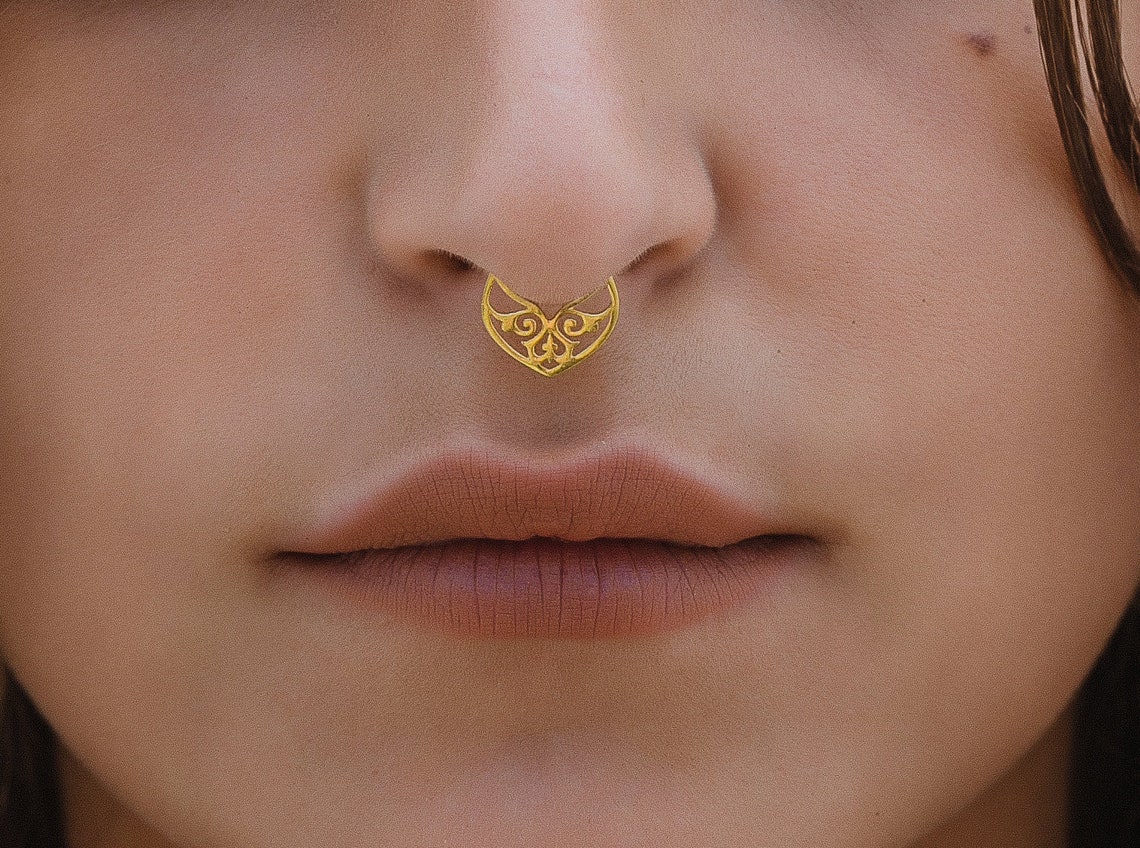 Gold Septum Ring Tribal Septum Ring Septum Jewelry Daith | Etsy