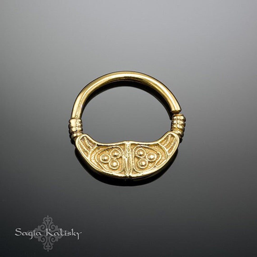 14k Solid Gold Septum Ring 16g Septum Jewelry Tribal Septum - Etsy