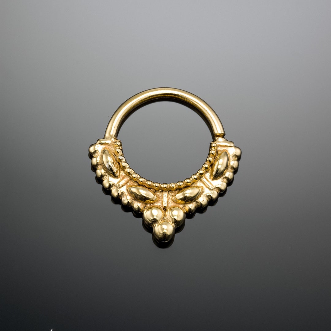 Tribal Gold Septum Ring ,gold Septum Ring , Gold Nose Ring , Septum ...