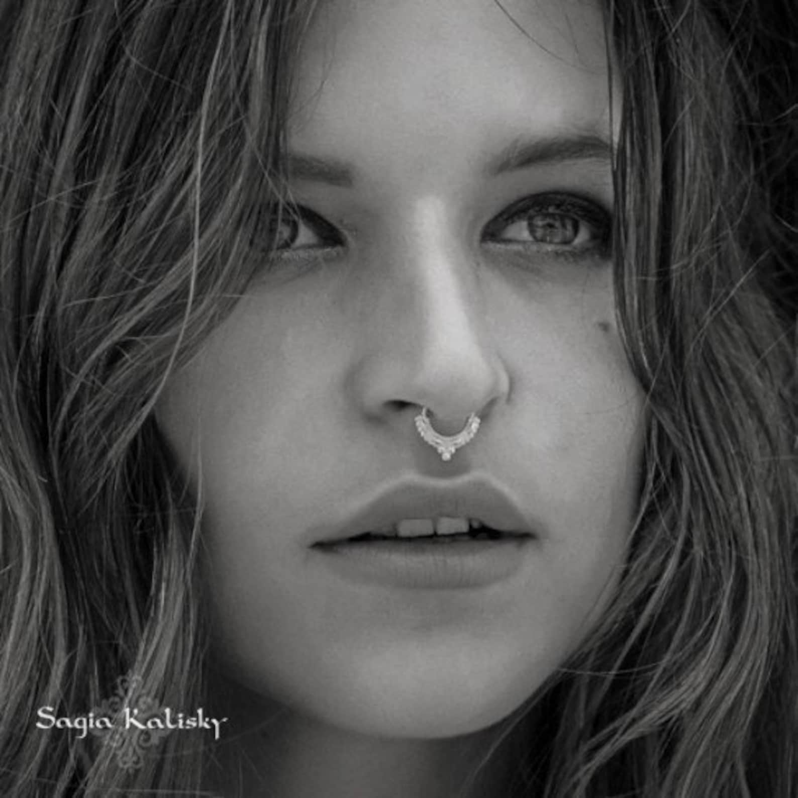 Faux Piercing, Septum Clip On, Fake Septum Ring, Silver Septum Ring ...