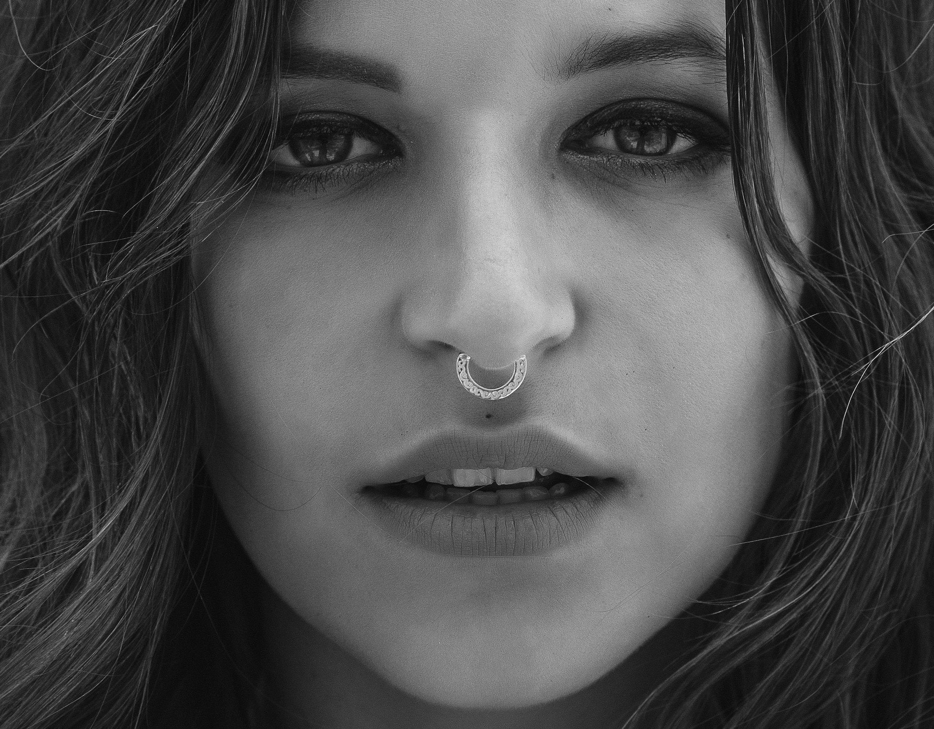 No Piercing Septum, Silver Fake Septum Ring, Fake Nose Ring, Faux ...