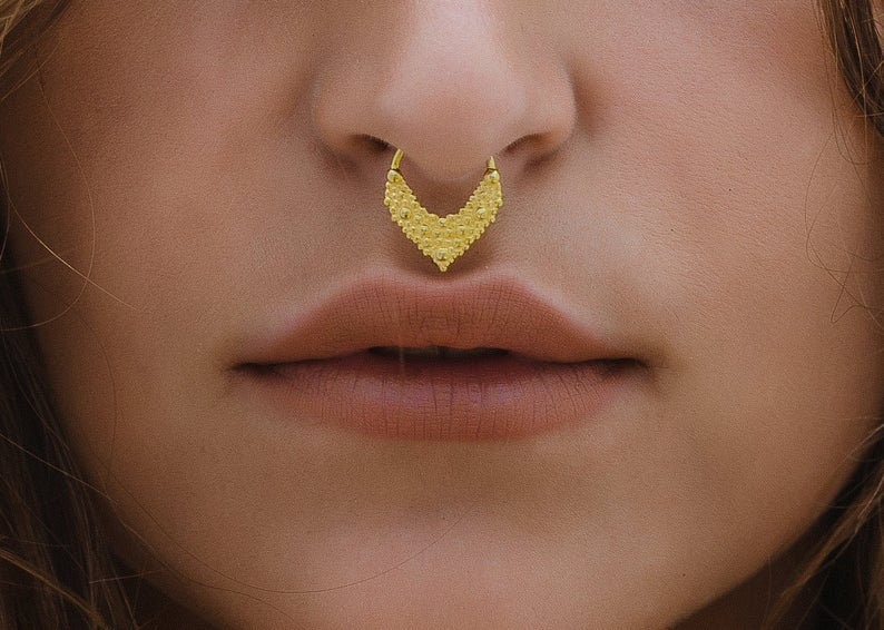 Solid Gold Septum Ring Septum Piercing 14K Septum Ring | Etsy