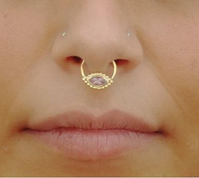 Gold Septum Jewelry for Pierced Nose Septum Stone Nose - Etsy