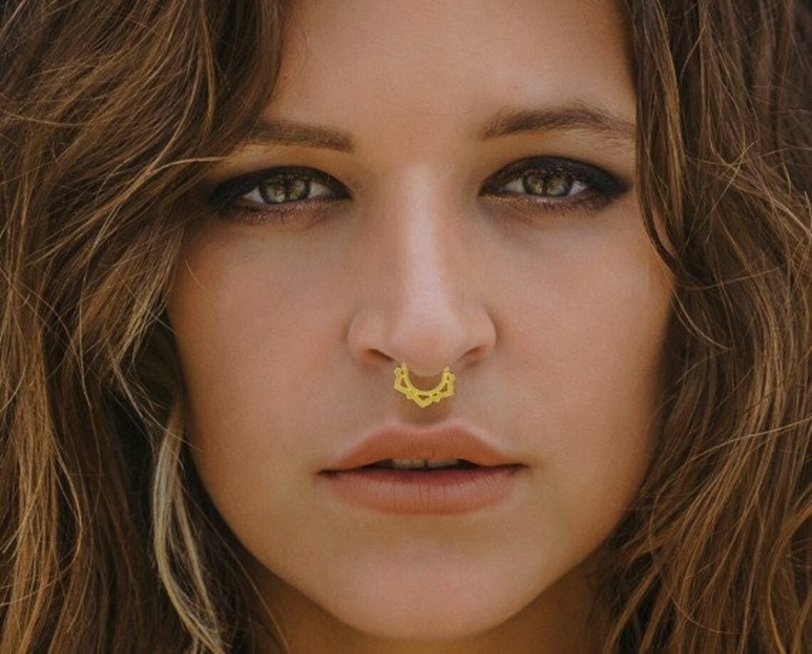 Tribal Lotus Flower Septum Ring Gold Plated Septum Ring - Etsy