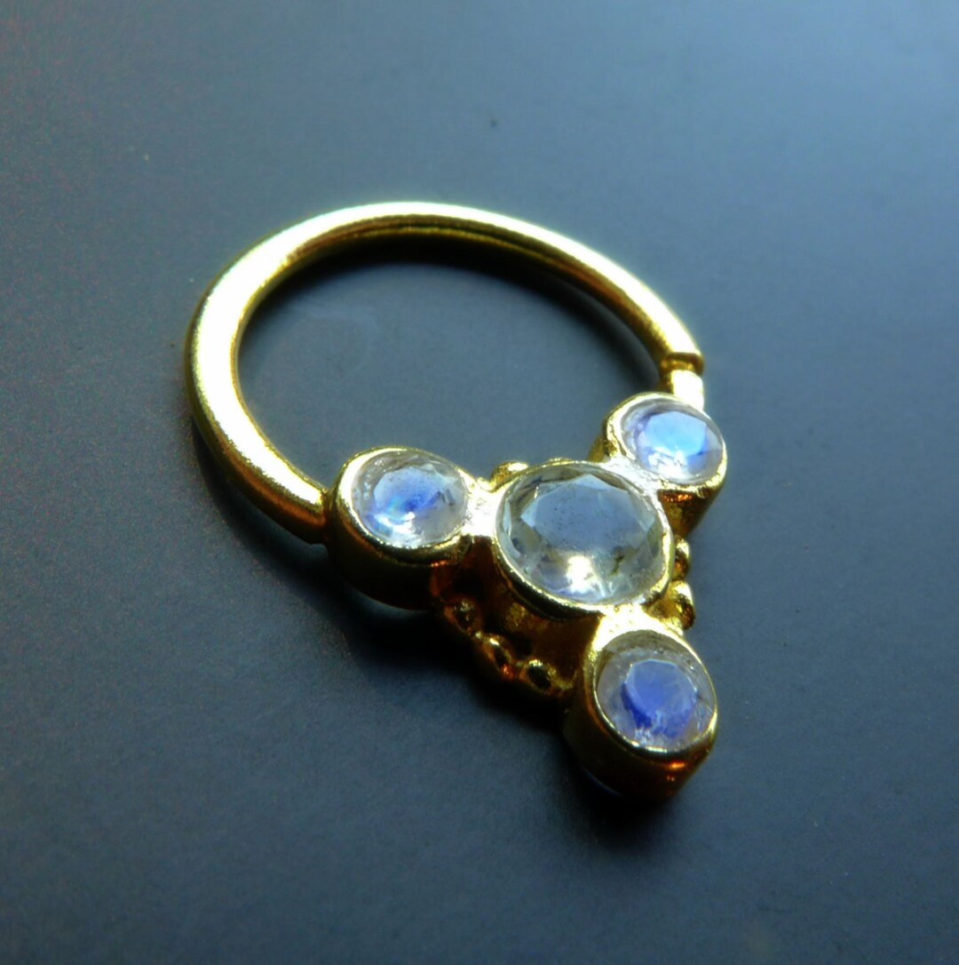 Gemstone Septum - Gold Plated Septum With Labradorite for Pierced Nose ...